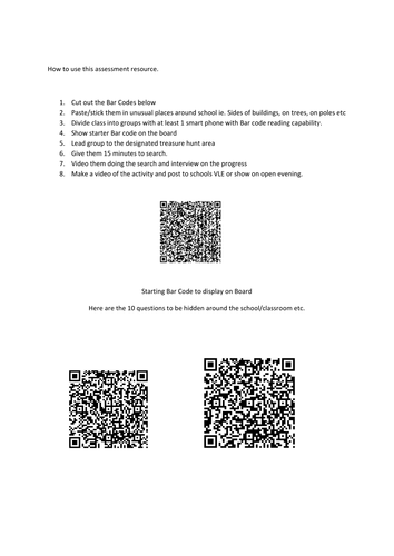 QR codes Treasure Hunt - algebra | Teaching Resources