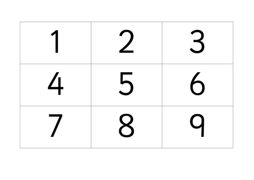 number bingo 1 - 9 | Teaching Resources