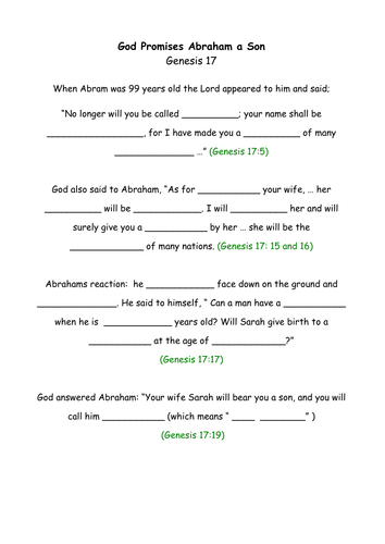 God promises Abraham a son- HA-YEAR 4 | Teaching Resources