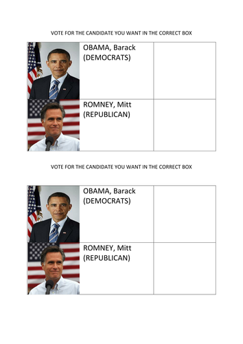 Mock USA Presidential election 2012 | Teaching Resources