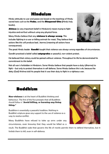 Religion and Peace SOW | Teaching Resources