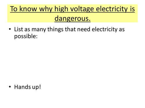 Dangers of electricity | Teaching Resources