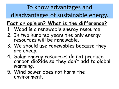 Sustainable energy with a literacy task | Teaching Resources