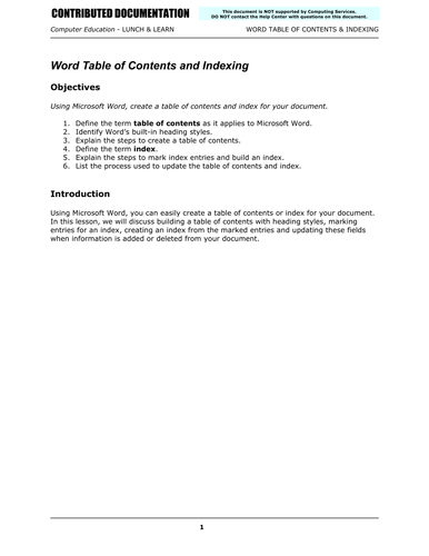 WORD PROCESSING HANDOUTS | Teaching Resources