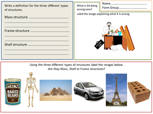 Structures home work sheet | Teaching Resources