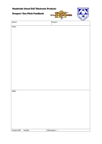 Dragons Den style GCSE coursework ideas pitch | Teaching Resources
