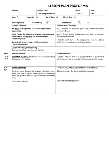 Classification lesson plan | Teaching Resources