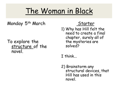 Woman In Black Analsis Pg 154 - 160 | Teaching Resources