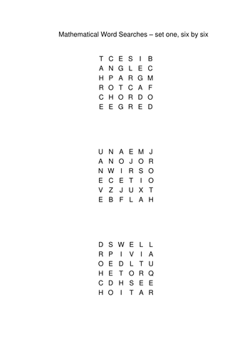Math Word Searches | Teaching Resources