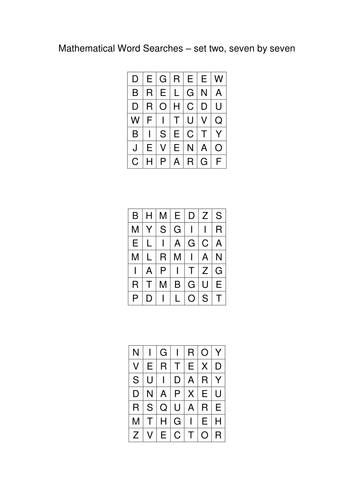 Math Word Searches | Teaching Resources