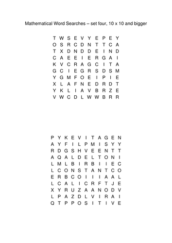 Math Word Searches | Teaching Resources