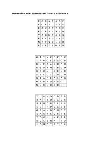 Math Word Searches | Teaching Resources