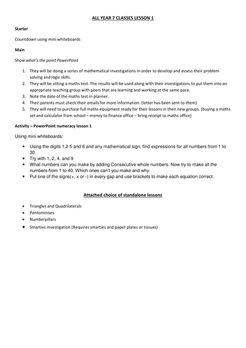 year 7 standalone induction lessons | Teaching Resources