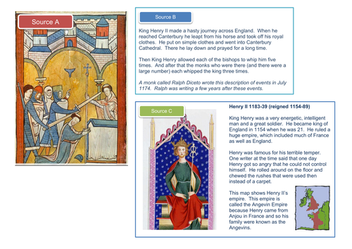 Why Was King Henry II Whipped - enquiry | Teaching Resources
