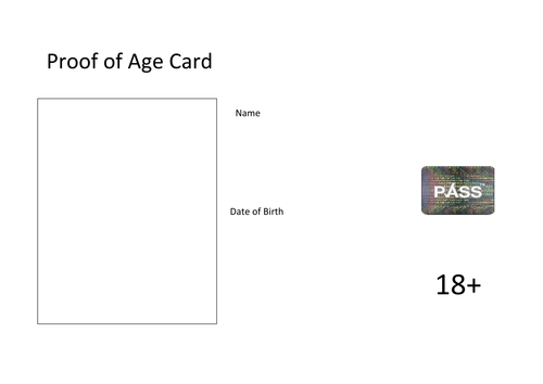 Proof of Age Cards worksheet | Teaching Resources