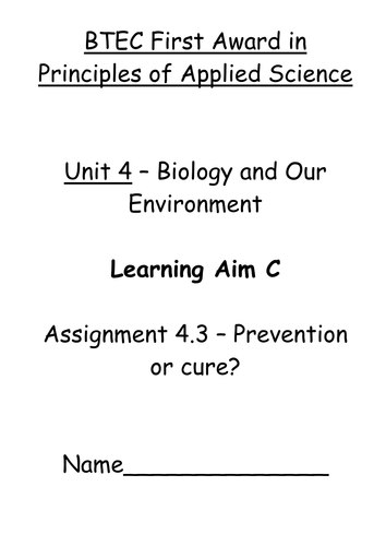 BTEC unit 4 Biology and Our Environment | Teaching Resources