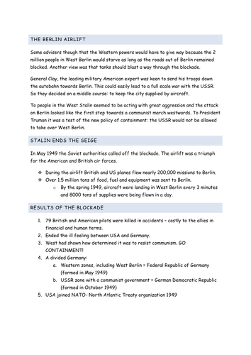 Berlin Blockade and Russia's Atomic Bomb | Teaching Resources