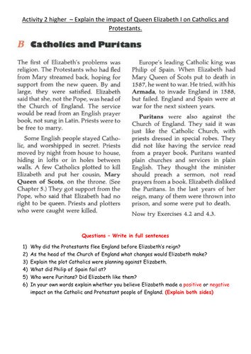 Life of Queen Elizabeth I | Teaching Resources