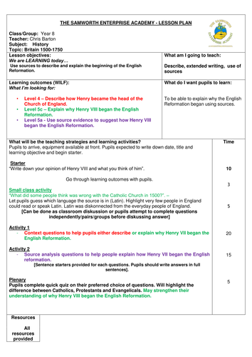 English reformation | Teaching Resources