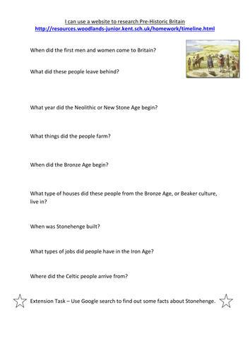 Prehistoric Britain Using A Website To Research Teaching Resources