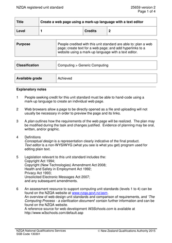 Assessment for NZQA US 25659 | Teaching Resources