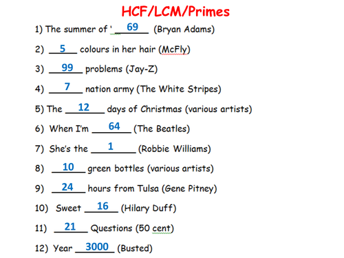 Types of number pop music quiz | Teaching Resources