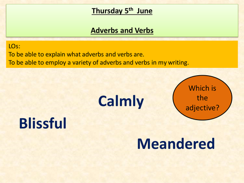 Verbs and adverbs for IGCSE descriptive writing LA | Teaching Resources