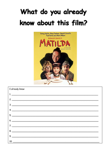 Matilda film studies | Teaching Resources