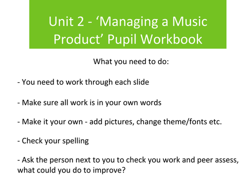BTEC Music (New 2013) Unit 2 CompletePupil Booklet | Teaching Resources