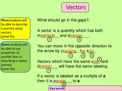 Vectors lesson with matching cards | Teaching Resources