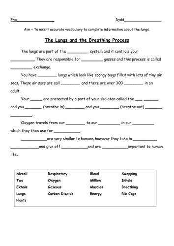 Lungs - Cloze activity | Teaching Resources