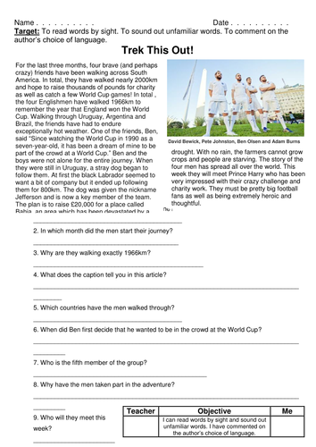 World Cup Reading Comprehension 3 | Teaching Resources