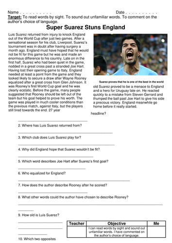 World Cup Reading Comprehension 2 | Teaching Resources