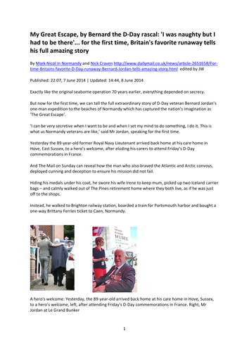 My Great Escape | Teaching Resources