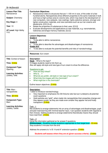 AQA C2 Nanoscience (30 min lesson) | Teaching Resources