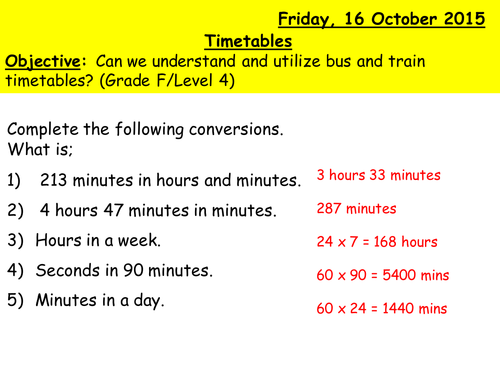 Reading Timetables (Level 4, Grade F) | Teaching Resources