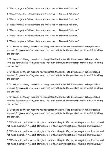 War and Peace | Teaching Resources