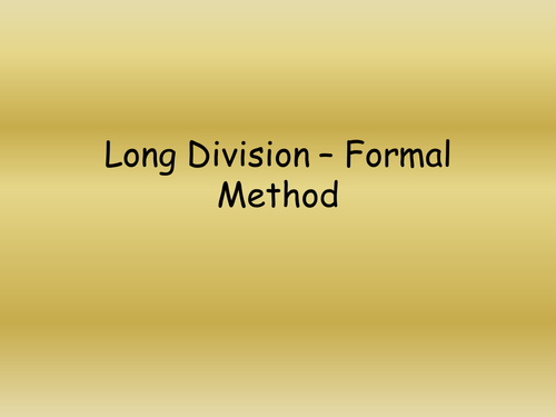 Long Division Formal Method | Teaching Resources