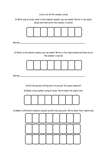 Place Value Tasks | Teaching Resources
