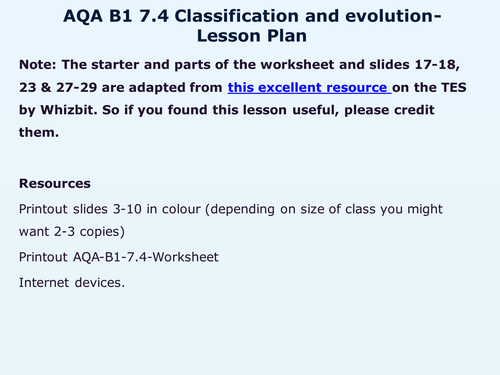 AQA-B1-7-Evolution | Teaching Resources