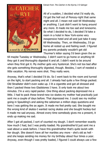 Catcher In The Rye: English Language Skills | Teaching Resources