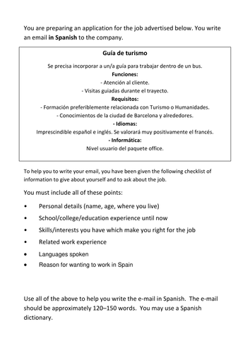 National 5 Spanish writing - sample papers | Teaching Resources