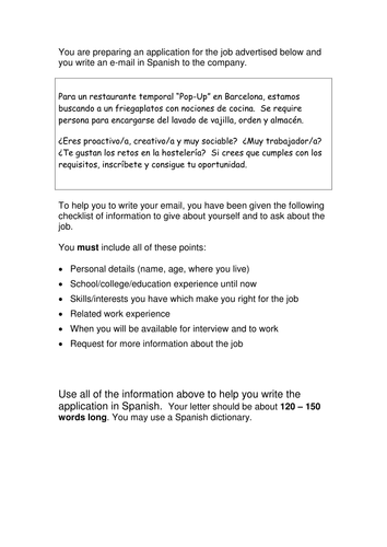 National 5 Spanish writing - sample papers | Teaching Resources