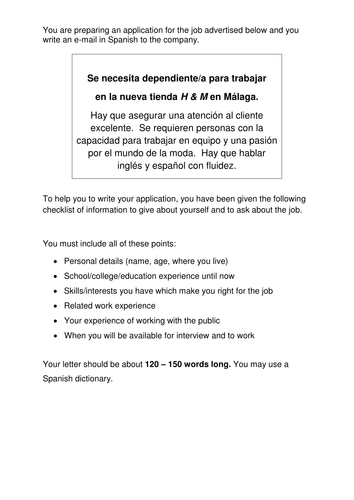 National 5 Spanish writing - sample papers | Teaching Resources