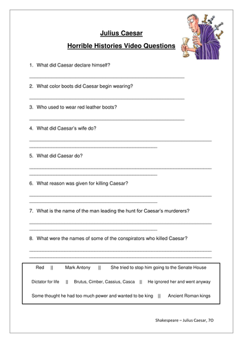 Julius Caesar - Shakespeare Context Lesson | Teaching Resources