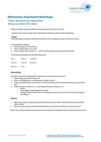Introducing simultaneous equations | Teaching Resources Introducing simultaneous equations | Teaching Resources