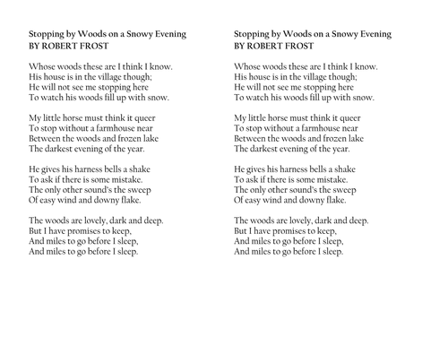 Stopping By Woods (Lateral Thinking) | Teaching Resources