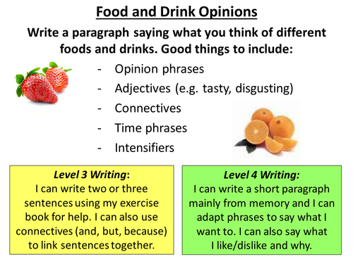 Food & drink - giving developed opinions | Teaching Resources