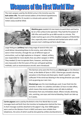 Weapons of WW1 | Teaching Resources