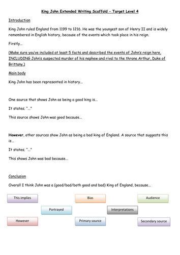 Interpretations of King John Assessment | Teaching Resources